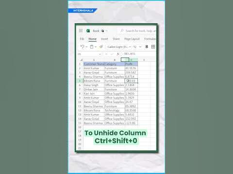 Keyboard Shortcut To Hide & Unhide Rows and Columns in Excel | Internshala - YouTube