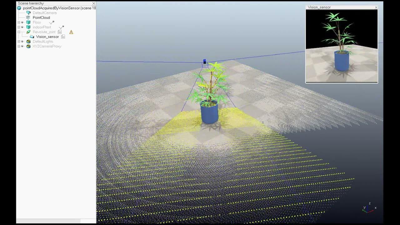 Robotics Simulation: point cloud from vision sensor in CoppeliaSim - YouTube