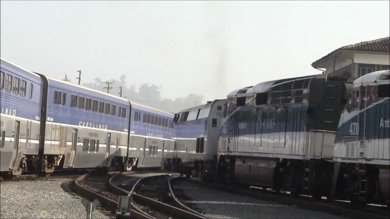Amtrak Coast Starlight w/ 2 Cascades Engines - YouTube