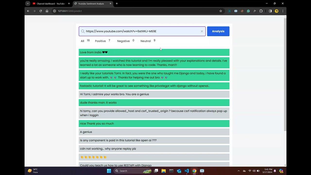 YouTube Comments Sentiment Analysis Web App using Flask - YouTube