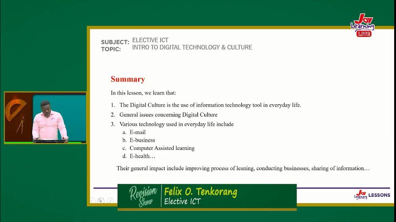 SHS Revision Show -ELECTIVE ICT-INTRO TO DIGITAL TECHNOLOGY AND CULTURE ...
