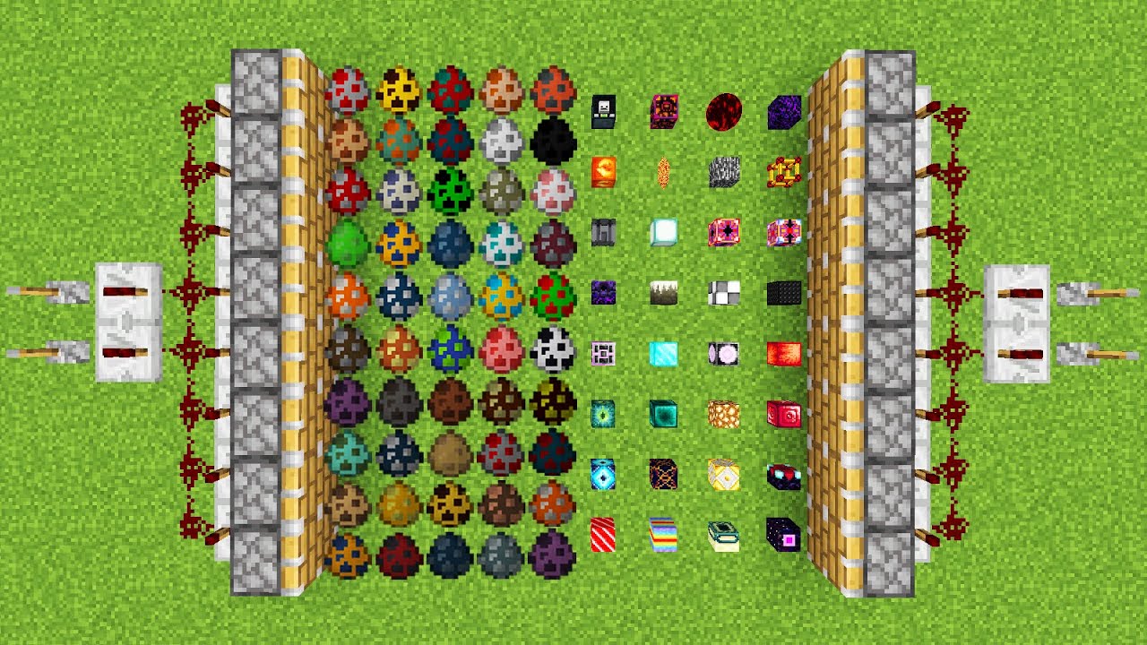 all MOBS eggs and all BLOCKS in minecraft X200 - YouTube
