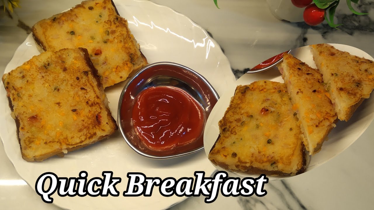Bread Toast recipe| Instant Rava Toast recipe-Crispy Veg| Vegetable ...