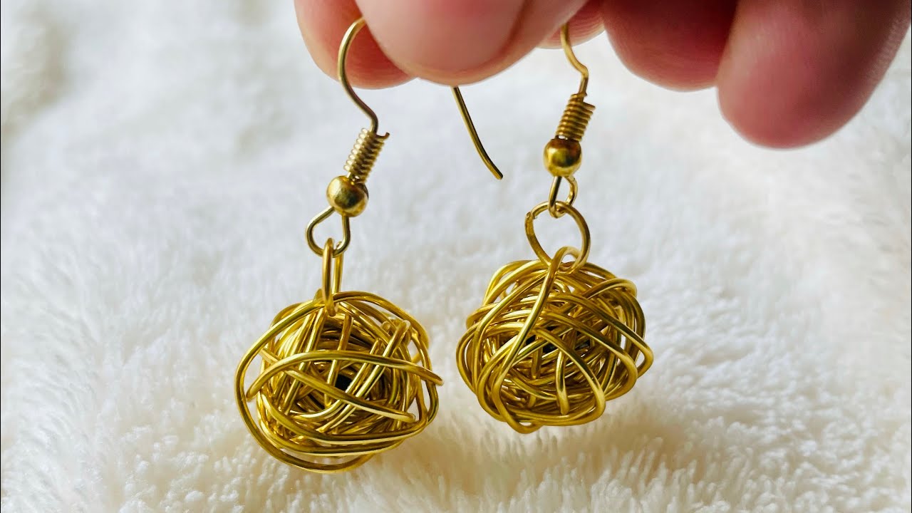 Easy wrapped wire ball earrings/ wire wrapping/diy jwellery making/wire ...