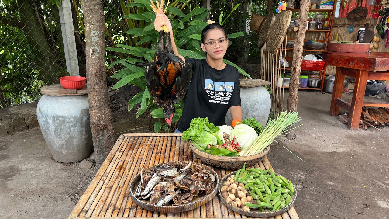 Native Chicken- Grilled Chickens and Cook Head Fishes Soup - YouTube