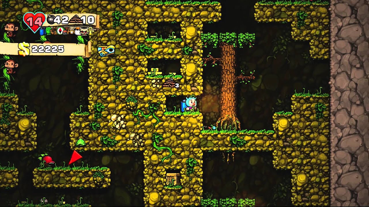 Spelunky - In One Run: Castle, Worm, Mothership and Hell - YouTube