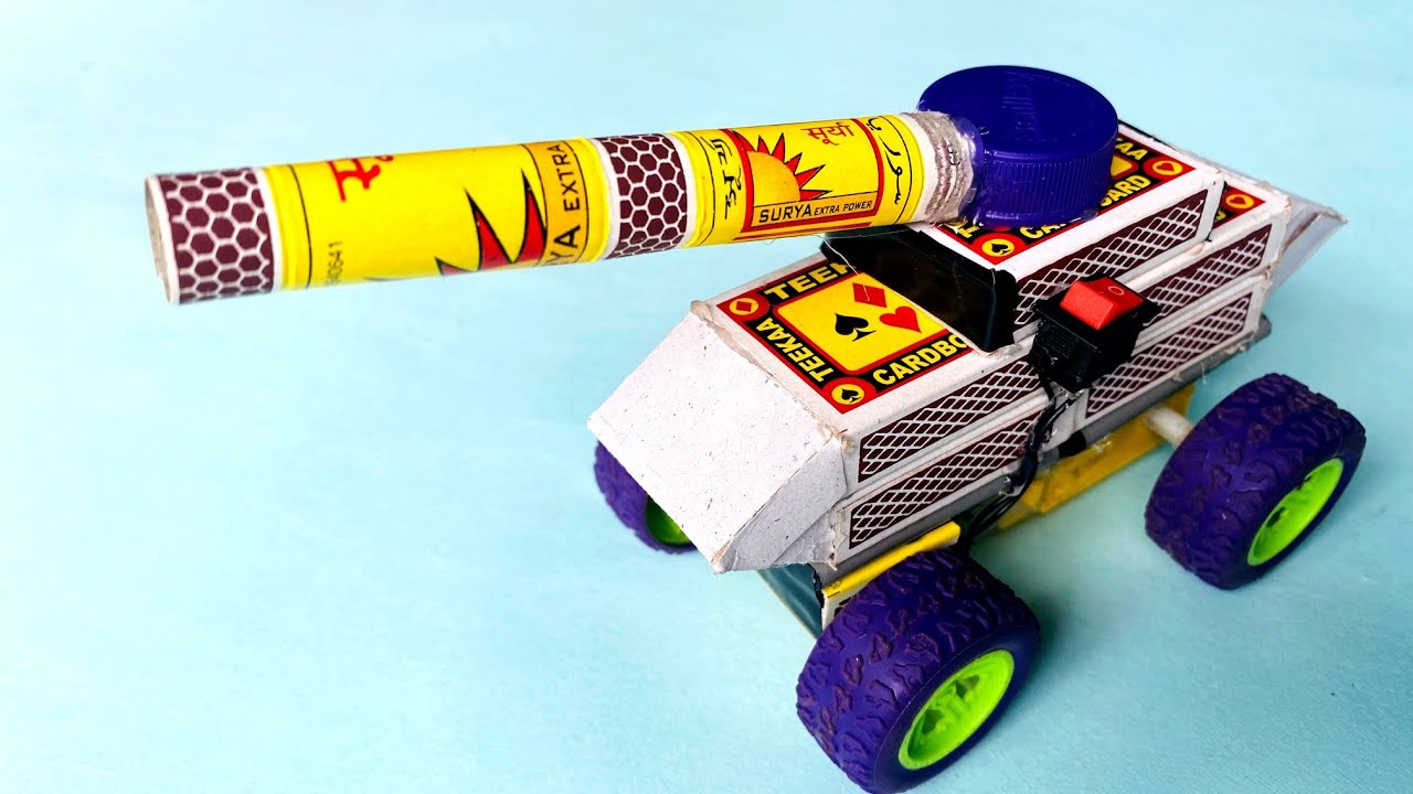 How to make a military tank vehicle using matchbox, DC motor and mobile ...