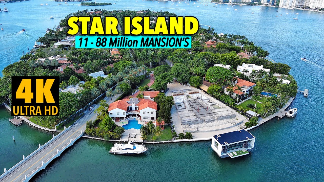11 to 88 Million $ Mansions in Star Island Miami Beach. 4K Drone - YouTube