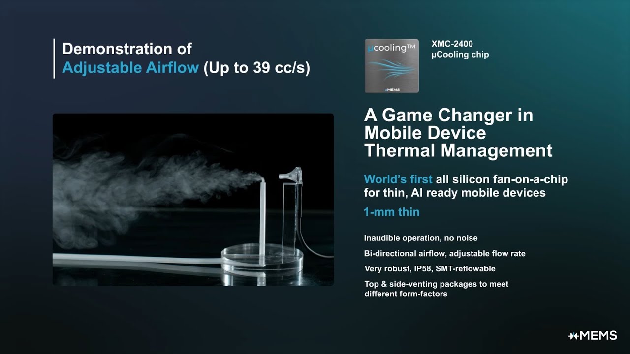 xMEMS Micro Cooling Demo: Airflow and Back Pressure - YouTube
