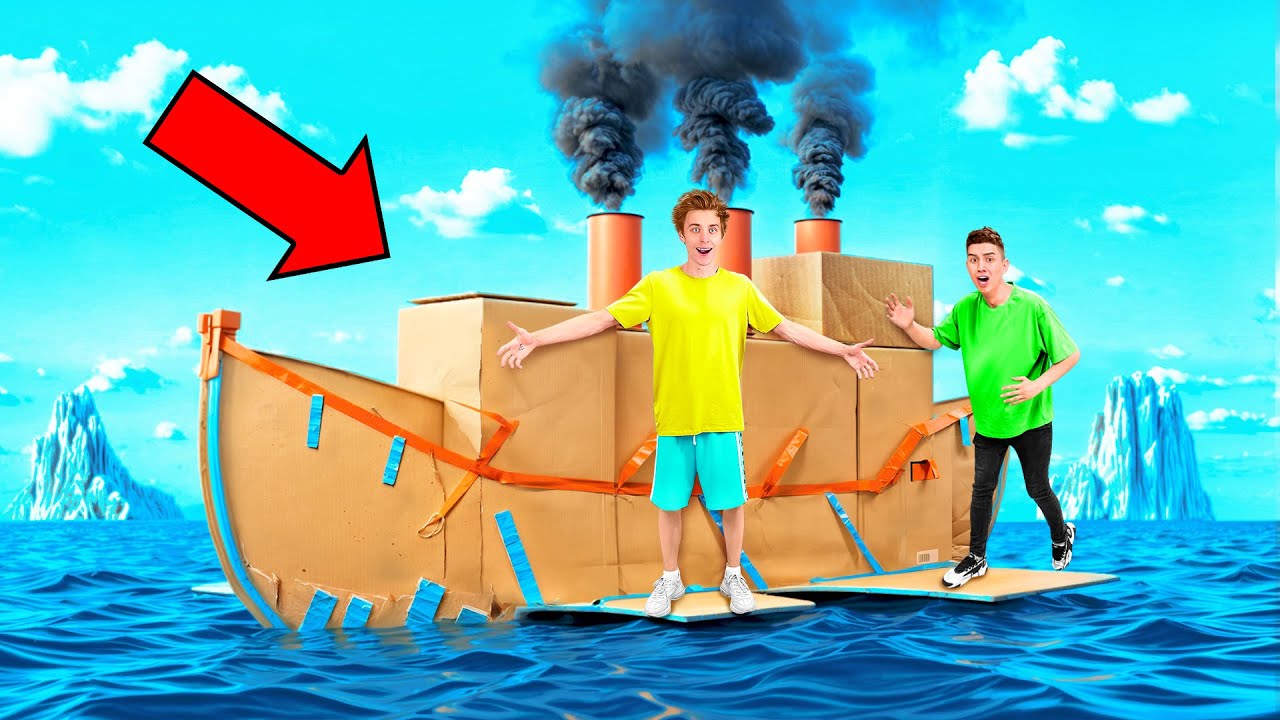 Giant CARDBOARD BOAT Challenge! - YouTube