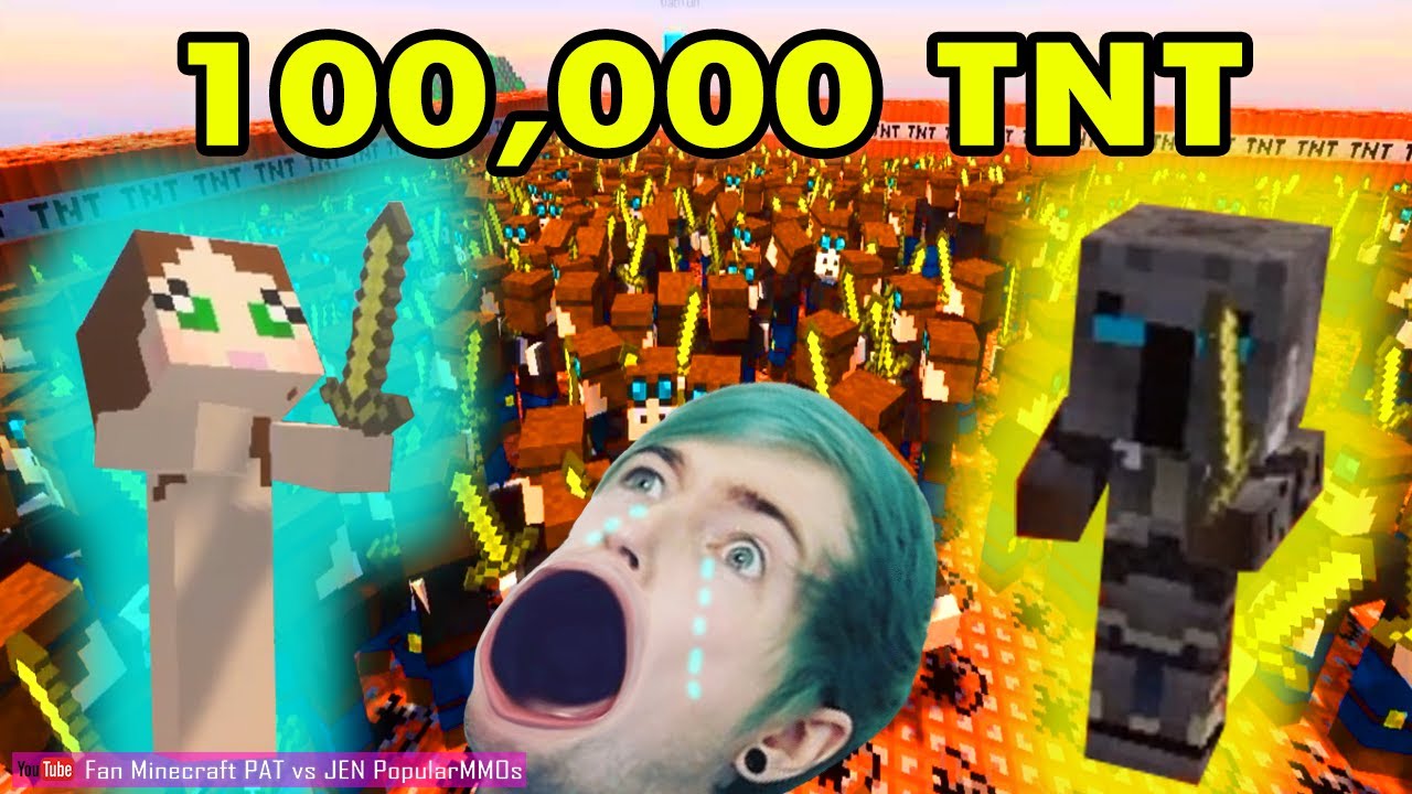 100,000 TNT VS DanTDM - 999,999 TNT VS Pat and Jen Minecraft - YouTube