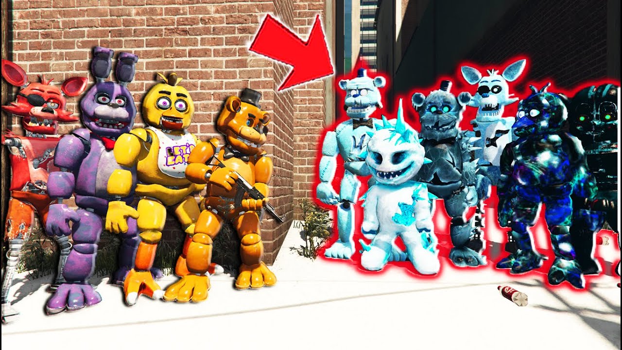 ALL ICE ANIMATRONICS vs FNAF MOVIE ANIMATRONICS! (GTA 5 FNAF Mods ...