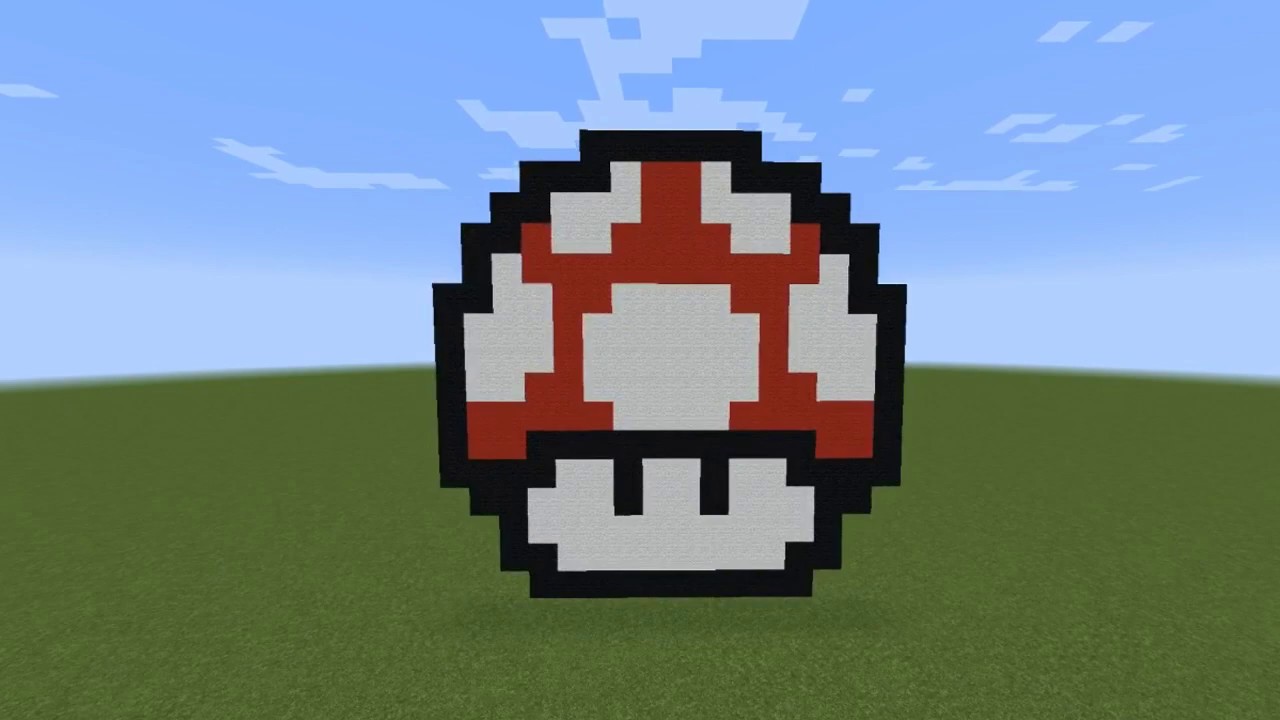 8-Bit Super Mushroom Mario | Minecraft Pixel Art Tutorial - YouTube