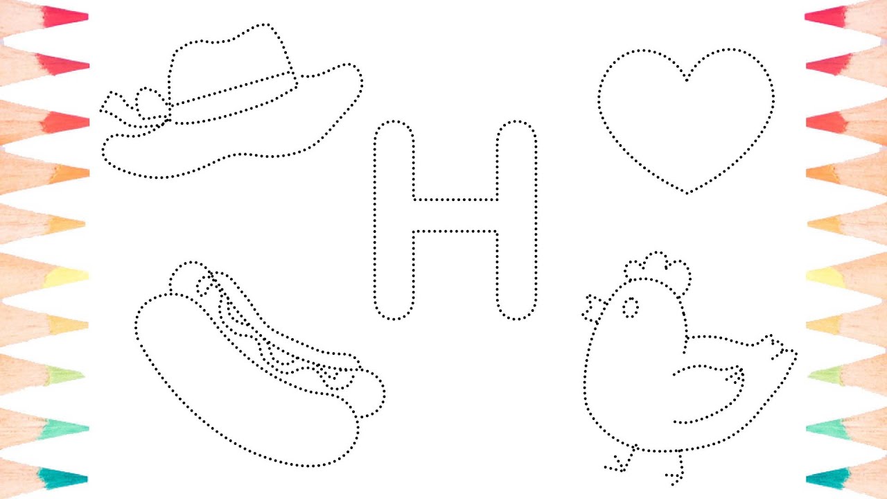 알파벳 H 점선 따라 쓰고 그림 그리고 색칠하면서 영어 단어를 배우기 Learn Alphabet H Words With Drawing And Coloring Youtube