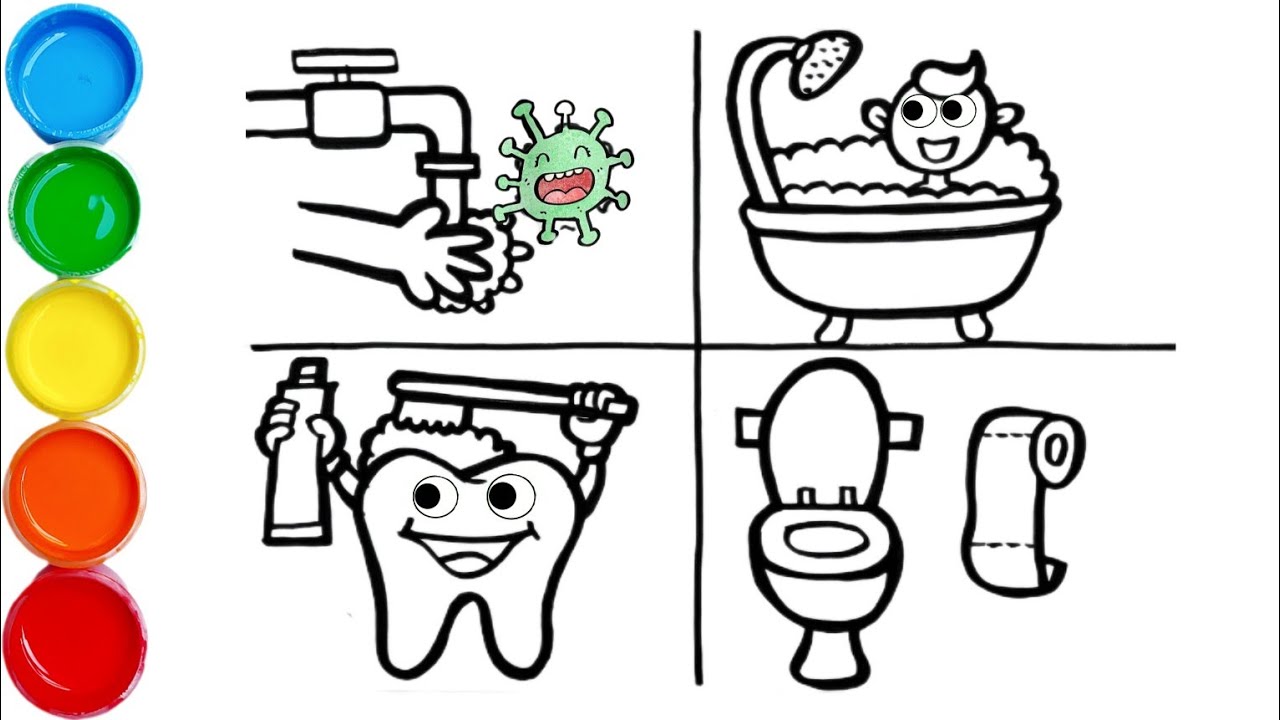 Learn How to Draw Hygiene Habits -Brush Your Teeth -Wash your Hands ...