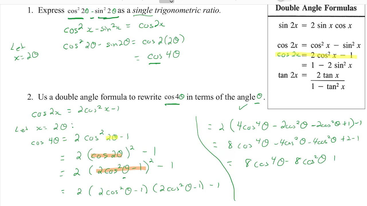 Video Lesson Double Angle Formulae YouTube