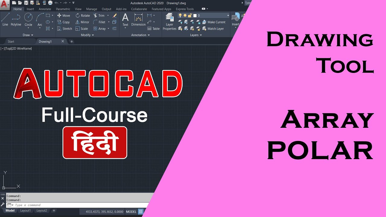 AutoCAD Tutorial - POLAR Array | in hindi - YouTube