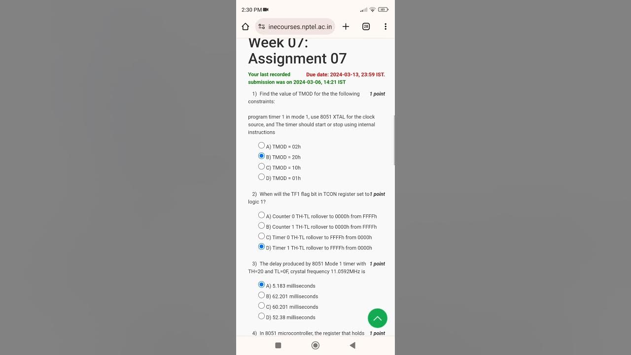Microprocessor and Microcontrollers NPTEL Week 7 Assignment 7 Answers - YouTube