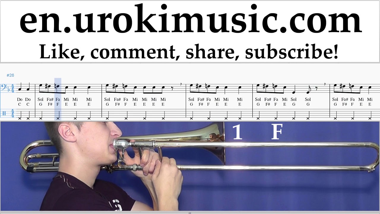 Trombone lessons Axel F - Crazy Frog Sheet Music Tutorial um-i352 - YouTube