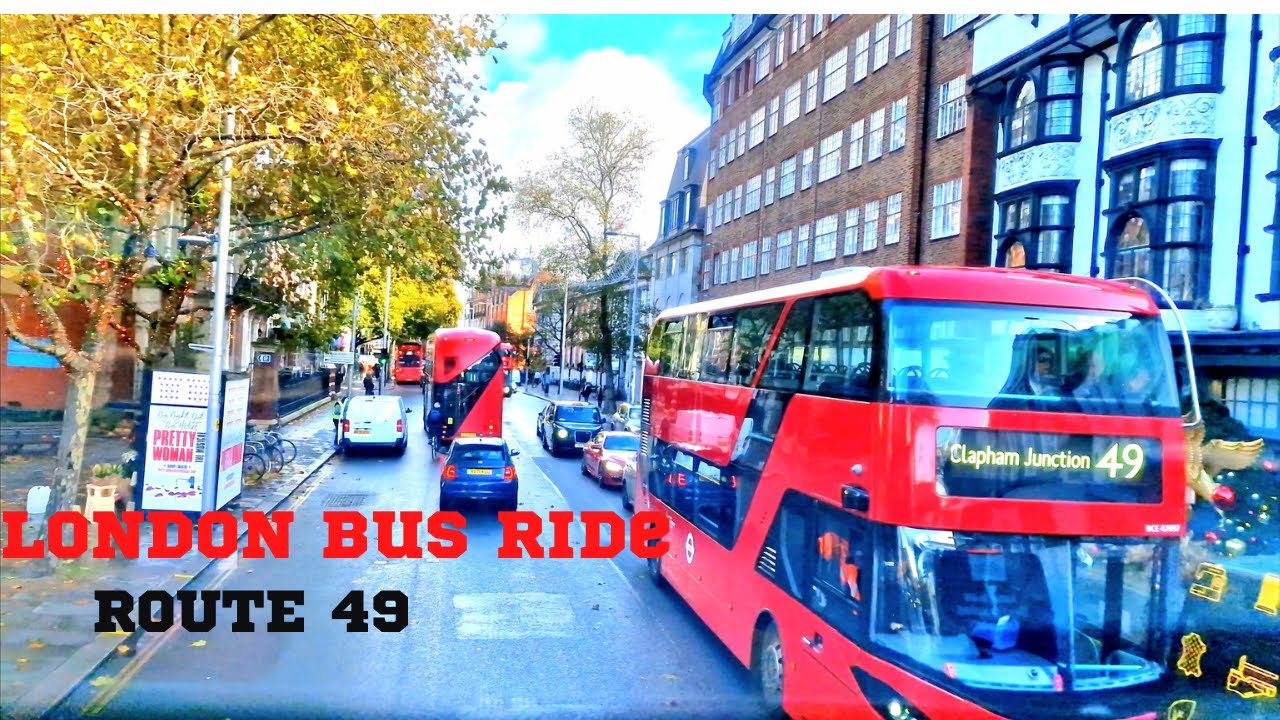 LONDON BUS RIDE - ROUTE 49 Clapham junction to white city - YouTube