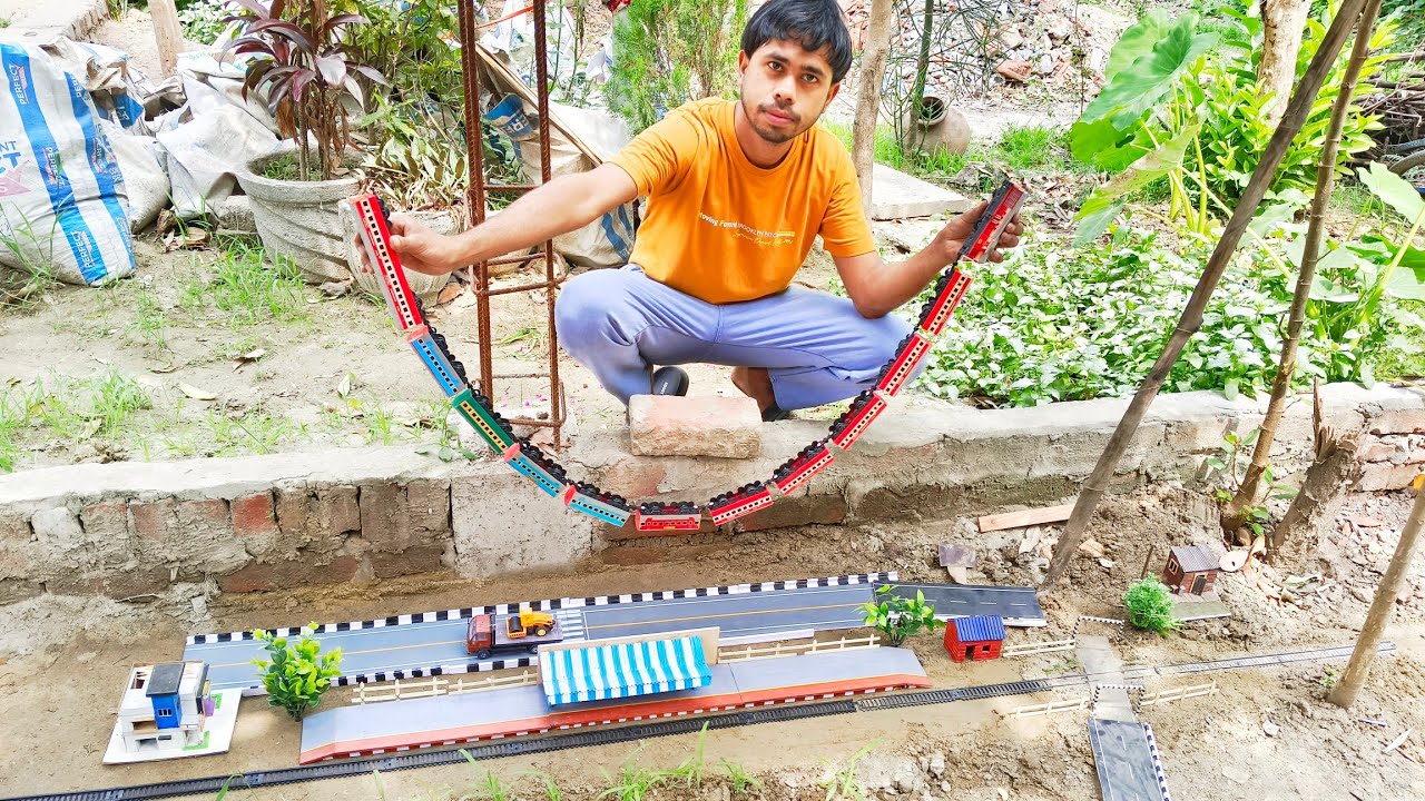 Mini train Indian toy train station making science project video - YouTube
