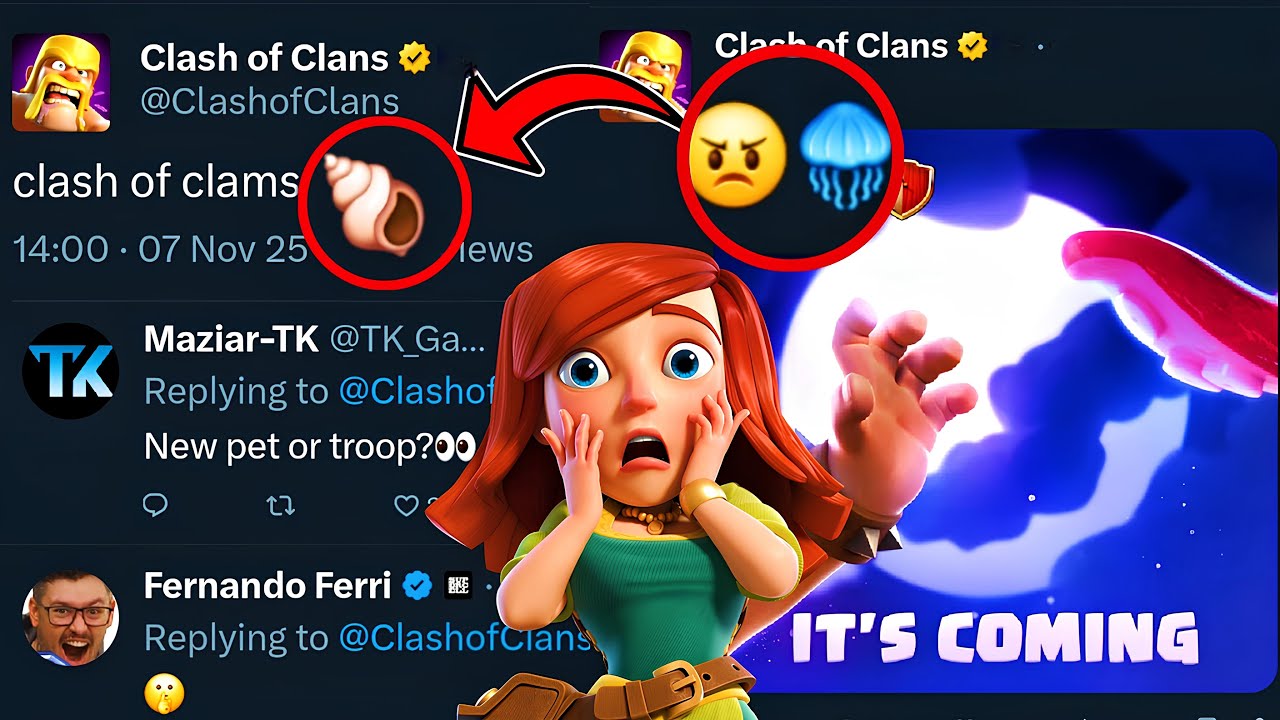 CLASH OF CLANS TEASE New PET "CLAMSY" ?! Clash of Clams Announcement ...