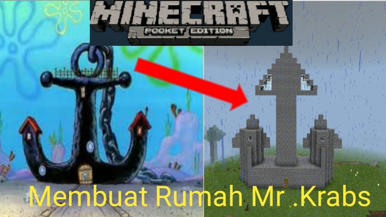 Cara membuat rumah Mr.Krabs di Minecraft PE. -Indonesia - YouTube