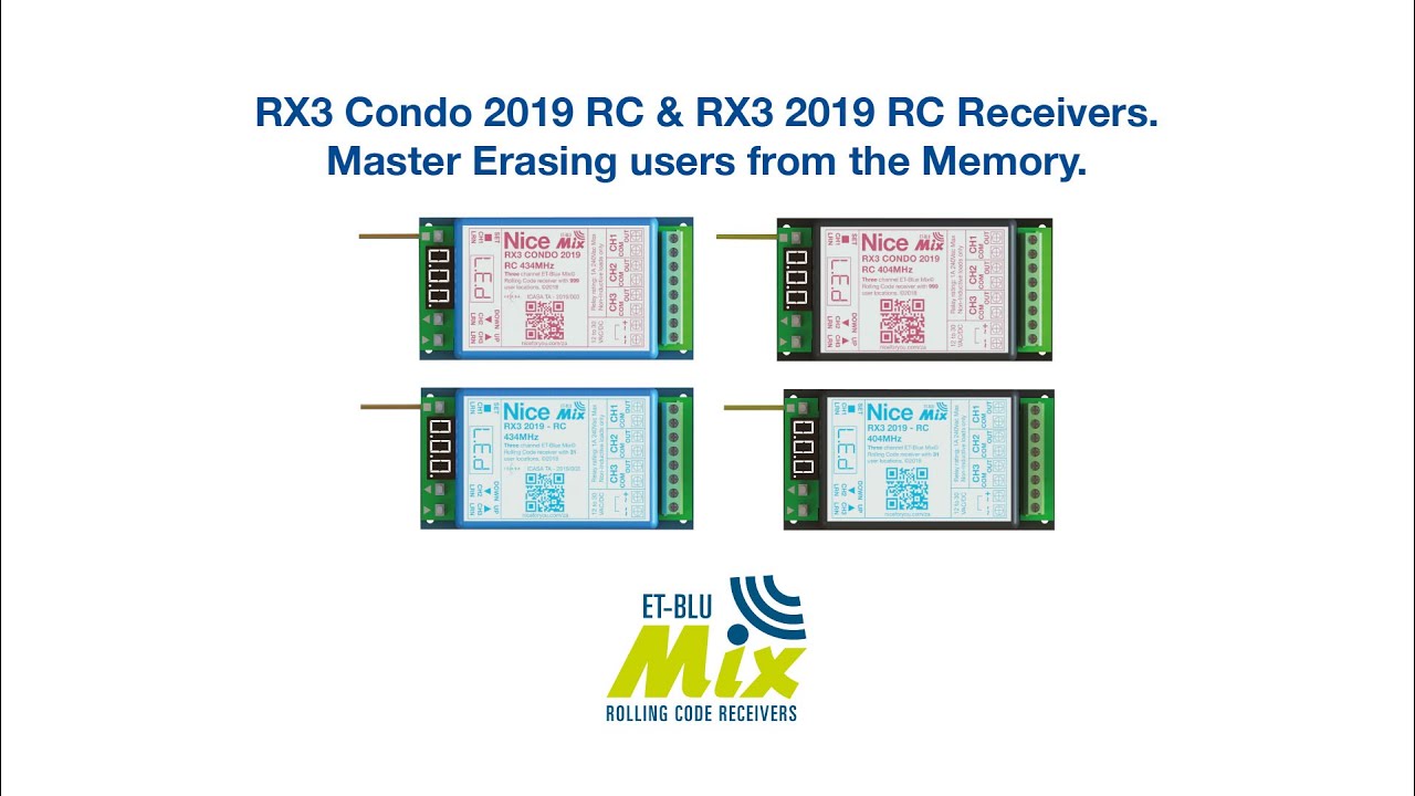 Nice Receiver: RX3 / Condo - Master Erase - YouTube