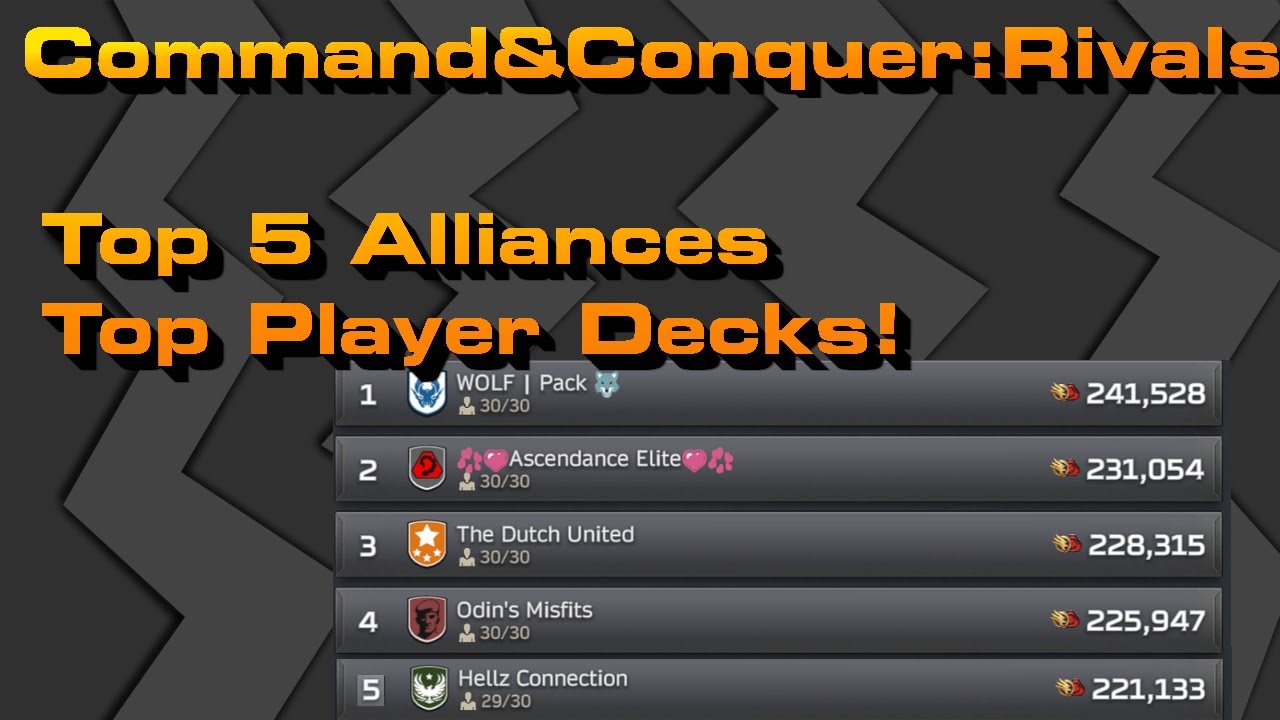 C&C Rivals: Top 5 Alliances, Top Player's Deck! - YouTube