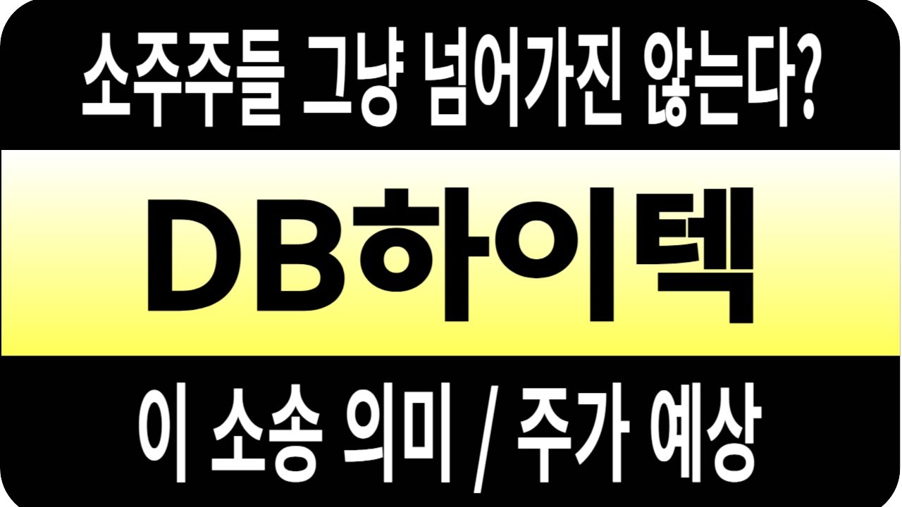 Db하이텍 주가소주주들 그냥 넘어가진 않는다이 소송 의미주가 예상 Db하이텍 Db하이텍 주가 Db하이텍 전망 Db