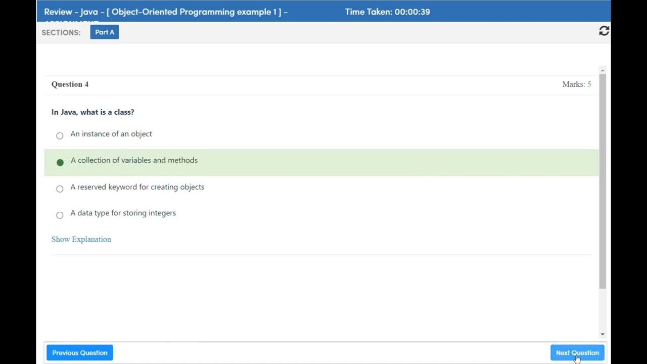 Quiz 15 Object Oriented Programming Example 1 Kodnest Dream Factory 2024 Java Full Stack
