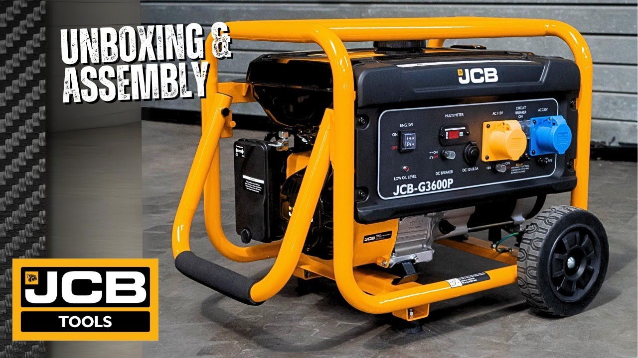 4 5kVA Portable Petrol Power JCB G3600P Generator Unboxing Assembly ...