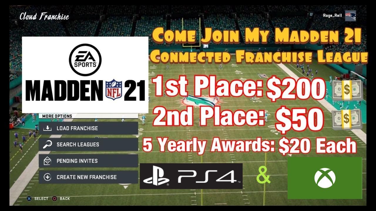 Come Join My PS4 / Xbox Connected Franchise League For Madden 21! - YouTube