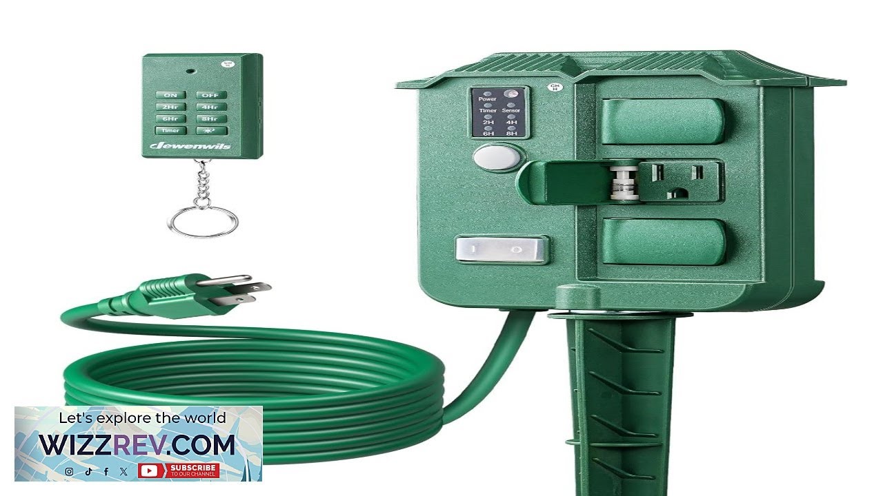 DEWENWILS Outdoor Power Stake Timer Waterproof 100FT Wireless Remote ...