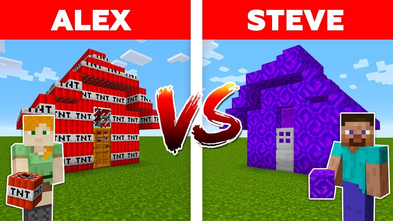 Minecraft - NETHER PORTAL HOUSE vs TNT HOUSE / Alex vs Steve Part 6 ...