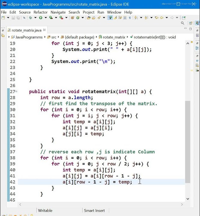 Java Program For Rotate Matrix 90 Degree Shortsytshorts Youtubeshortsjava Javaprogram