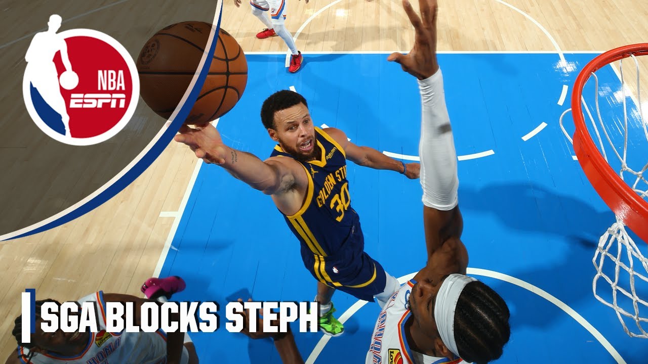 SGA denies Steph Curry at the rim | NBA on ESPN - YouTube