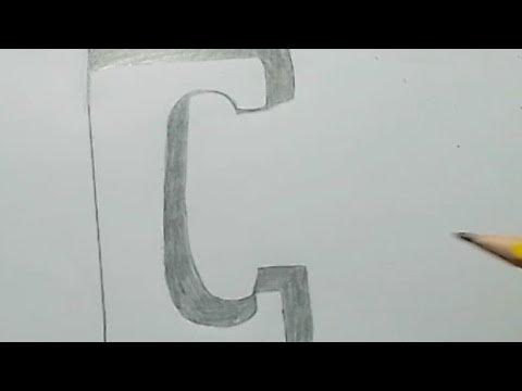 How to draw 3D letter C - YouTube