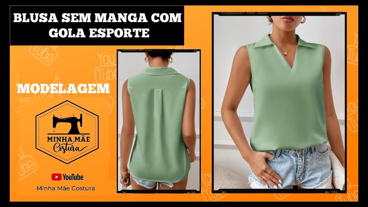 BLUSA SEM MANGA COM GOLA ESPORTE - PASSO A PASSO DA MODELAGEM - YouTube