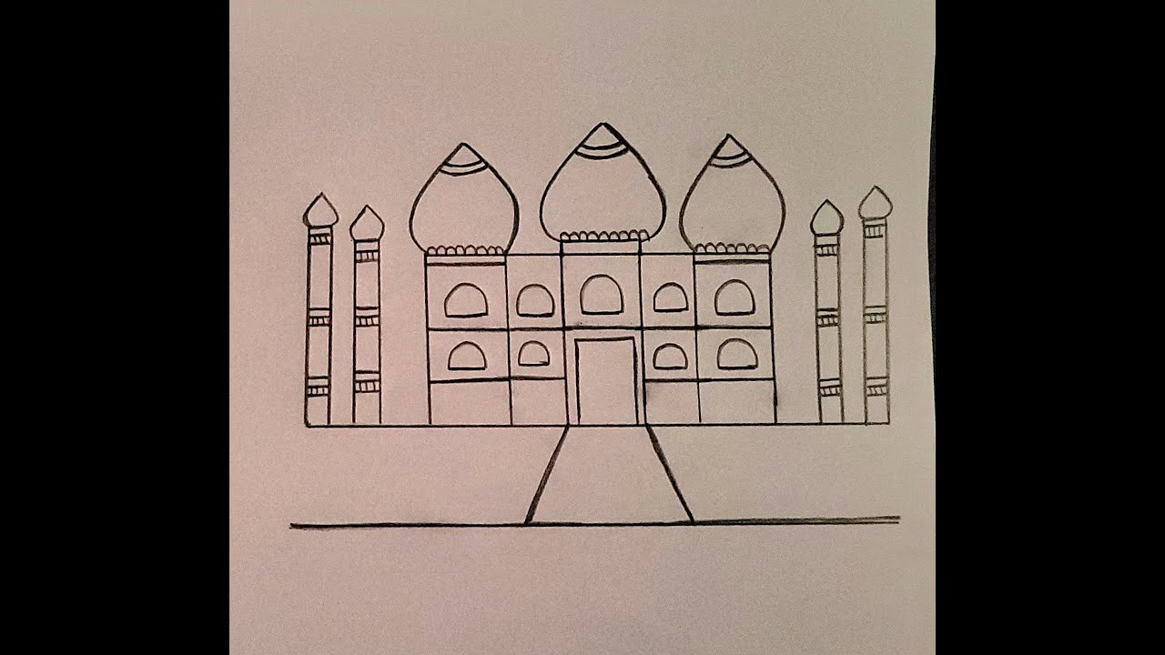 How to draw the Taj Mahal step by step | easy Taj Mahal drawing - YouTube