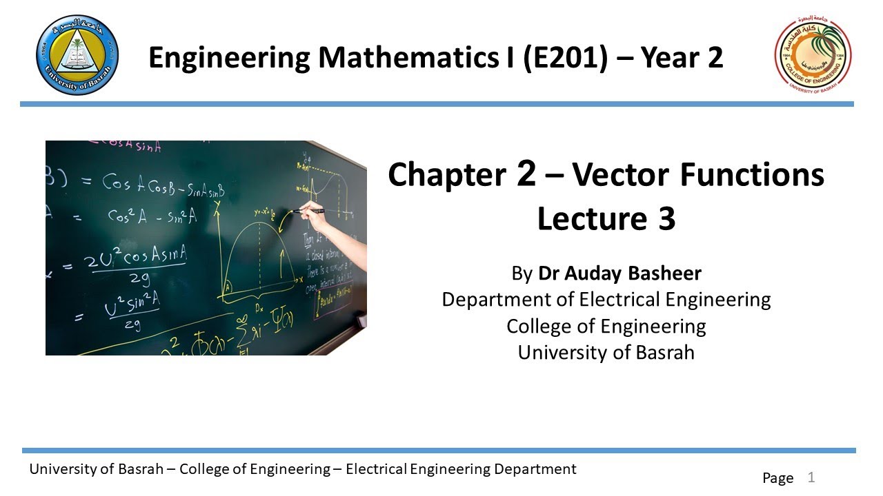 Chapter 2 - Vector Functions - Lecture 3 - YouTube