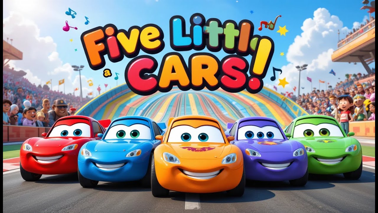Five Little Cars Song | Number Songs | Nursery Rhymes & Kids Songs ...