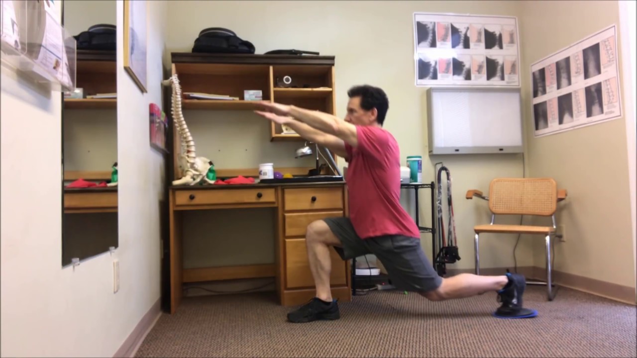 Core - Sliding Reverse Lunge with Shoulder Presses - YouTube