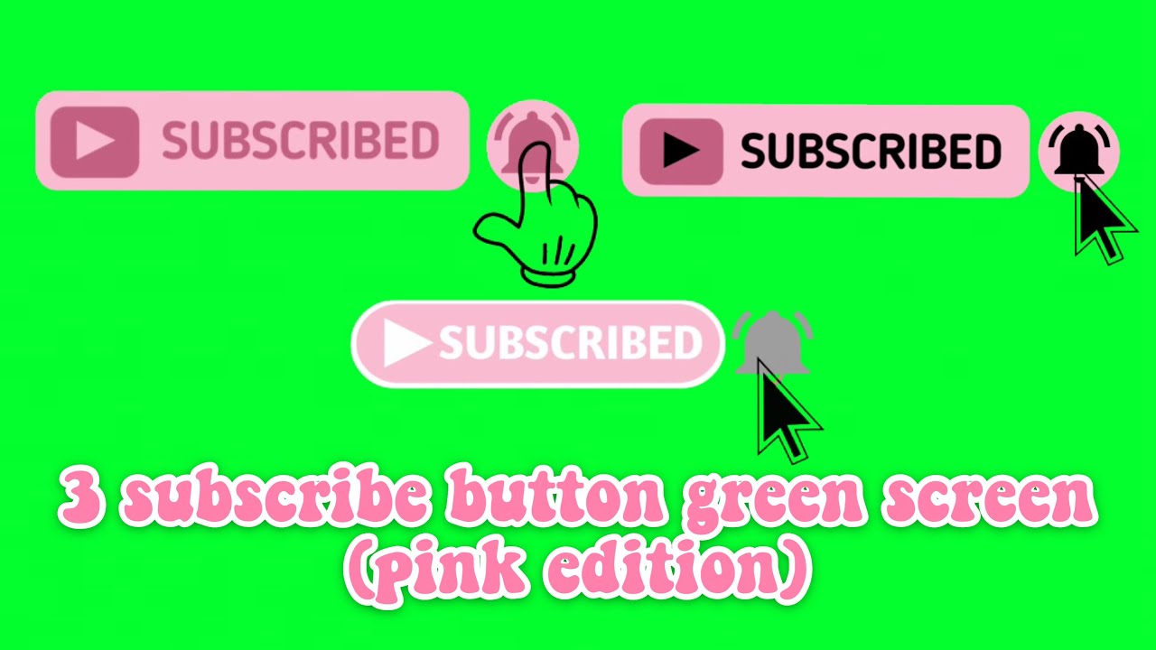2# GREEN SCREEN Subscribe button (pink with notification bell) - YouTube