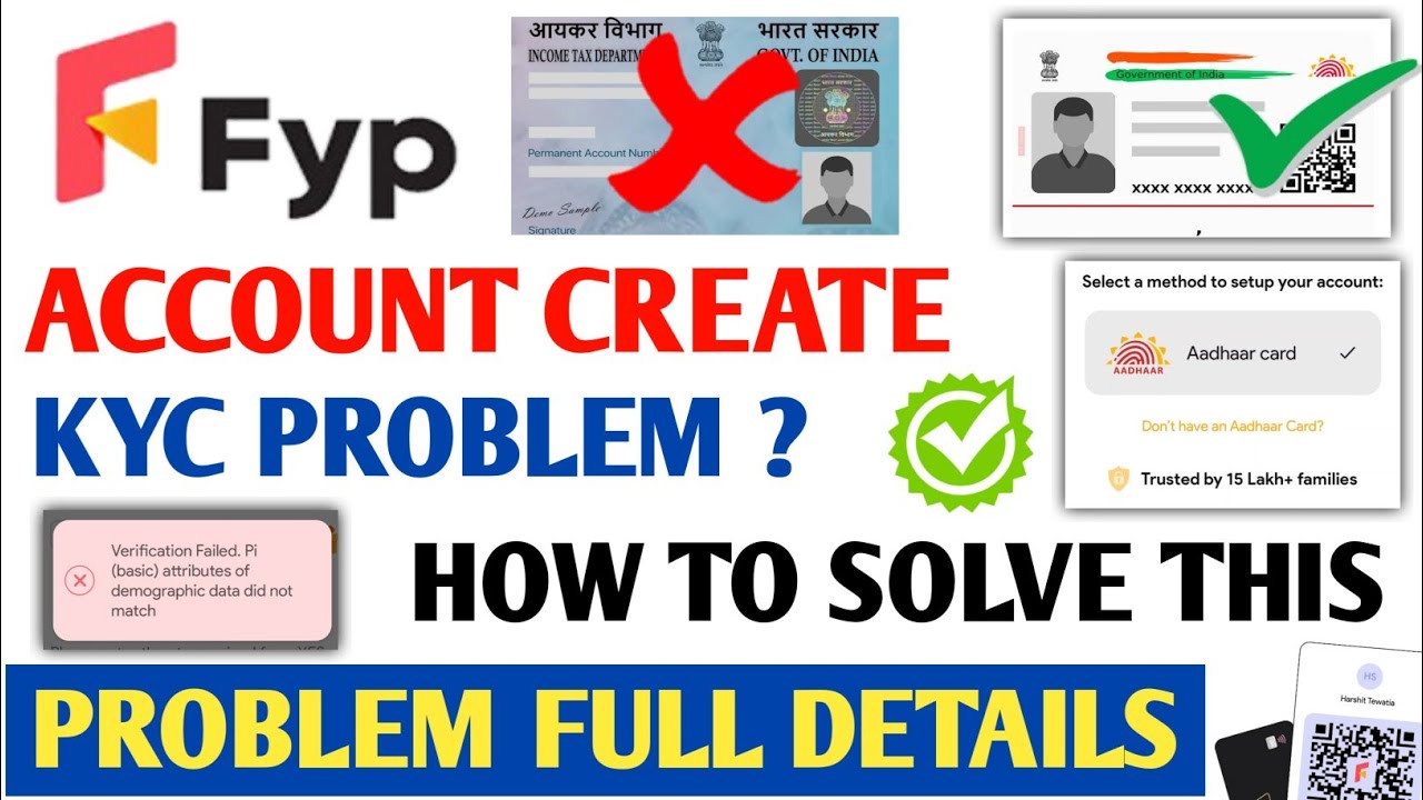 Fyp account create problem || Fyp ka account nhi ban raha kaise banaen || Fyp kyc problem solve ...