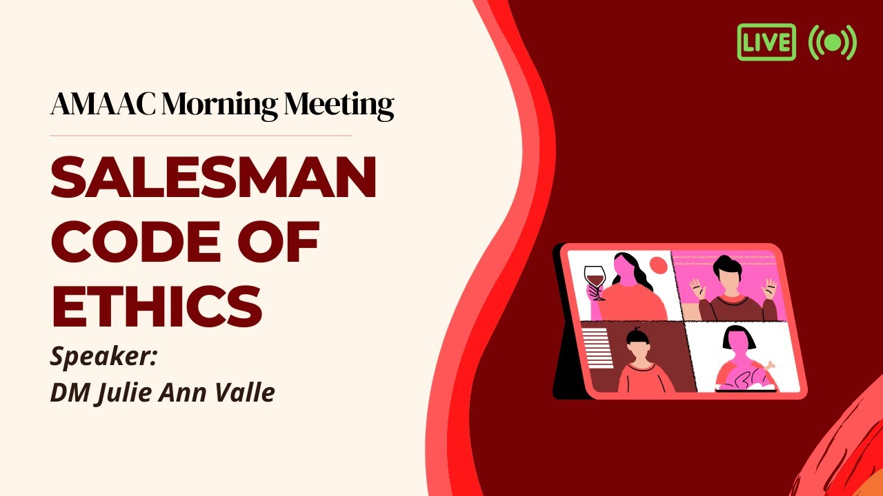 Morning Meeting - Salesman Code of Ethics by DM Julie Ann Valle - YouTube