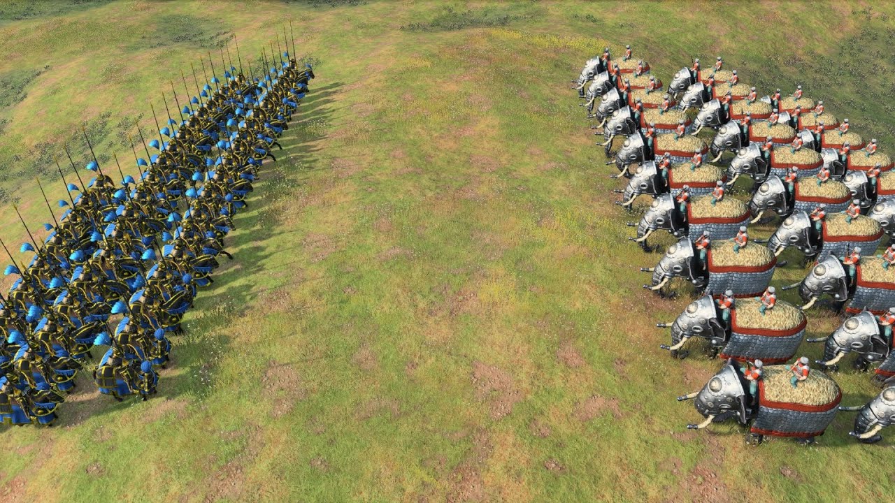 50 Elite Gilded Knights vs. 32 War Elephants | AoE IV - YouTube