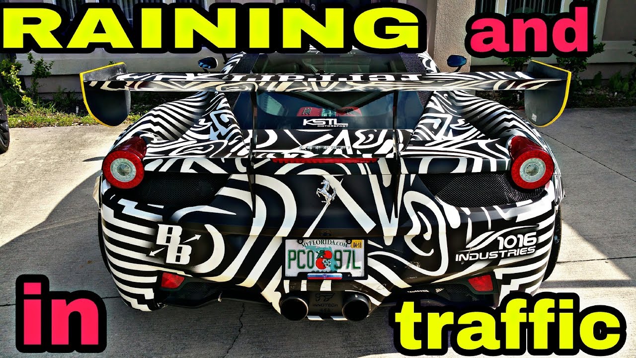 Driving DDE Ferrari 458 home in the rain and in traffic - YouTube