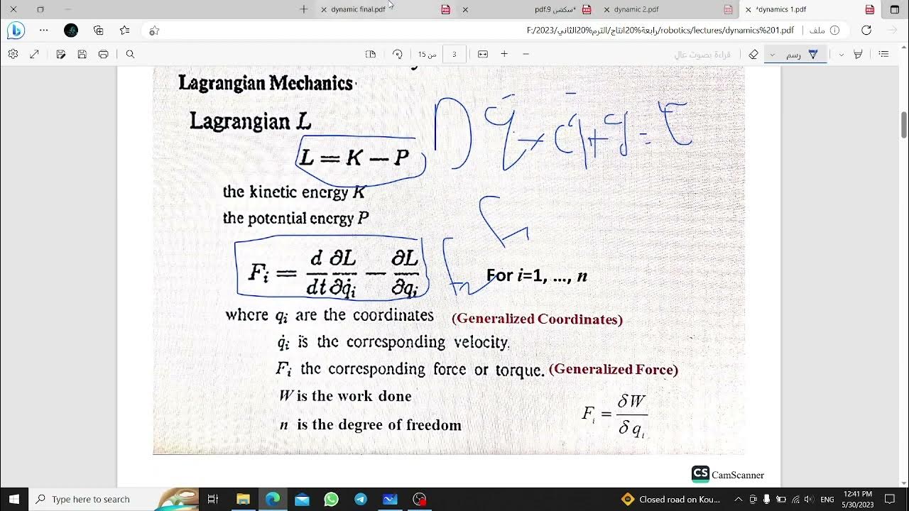 Dynamic Equation using Lagrange Method - YouTube