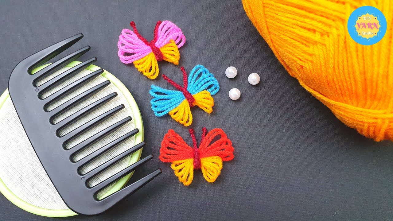 Amazing Trick with Hair Comb - Easy Woolen Butterfly Making - Hand ...